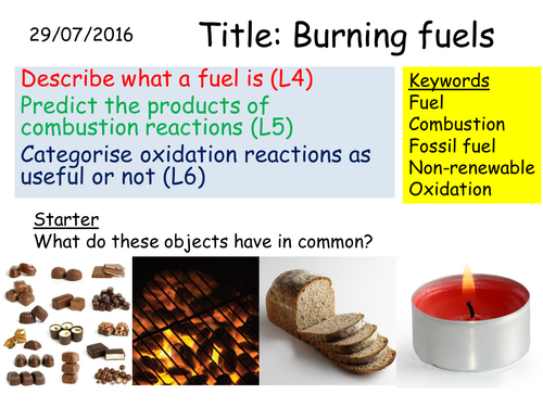 C1 3.3 Burning fuels | Teaching Resources