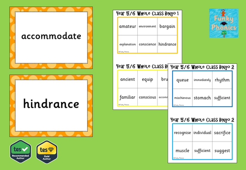 Year 5&6 Whole Class Bingo - based on the spelling lists for the new ...