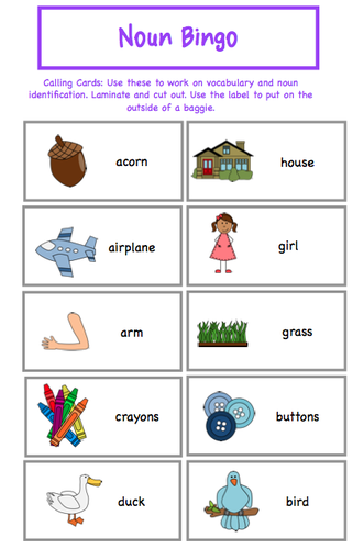 Noun Bingo | Teaching Resources