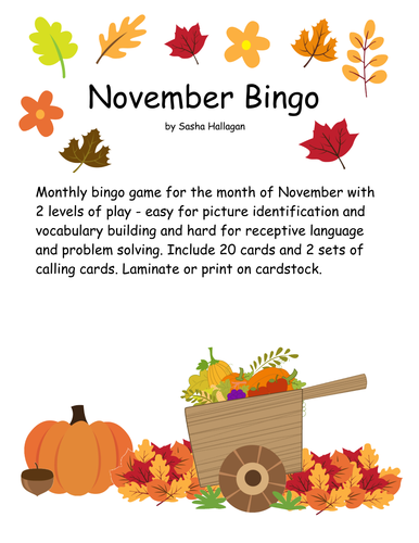 November Bingo Game! | Teaching Resources