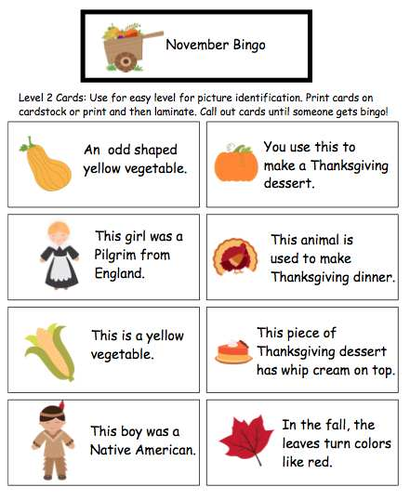 November Bingo Game! | Teaching Resources