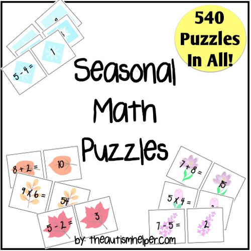 Seasonal Math Puzzles for Addition, Subtraction, & Multiplication ...