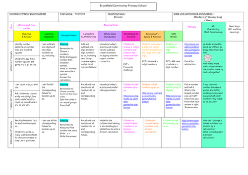 Year 1 Spring 1st Half Numeracy Plans | Teaching Resources