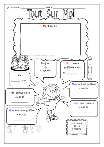 FRENCH - All about me - Tout Sur Moi et Je Me Présente - Worksheets ...