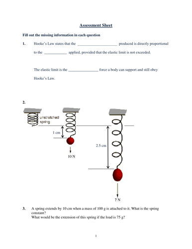 Hooke's Law | Teaching Resources