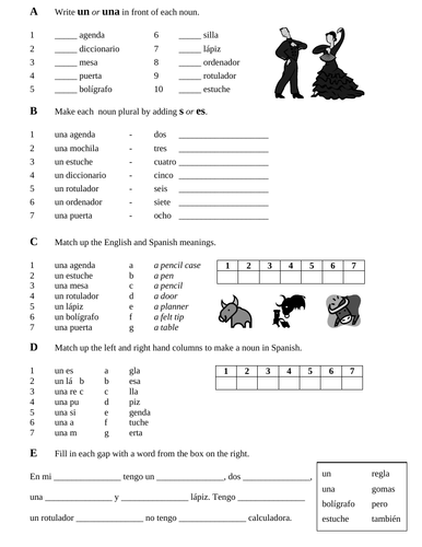 En mi mochila, the definite/indefinite article, forming plurals ...