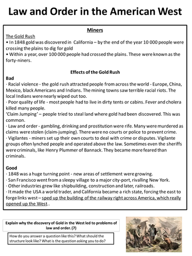 American West Revision Materials | Teaching Resources