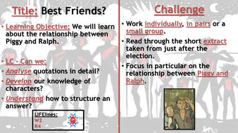 LOTF - Ralph and Piggy's relationship | Teaching Resources