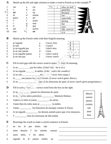La Télé; Studio 2 Rouge, Module 1, Unit 1, p. 9 | Teaching Resources