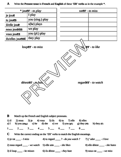 'ER' verbs, Studio 2 Rouge, Module 1, Unit 1, La Télé, p. 9 | Teaching ...