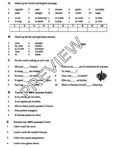 'ER' verbs, Studio 2 Rouge, Module 1, Unit 1, La Télé, p. 9 | Teaching ...