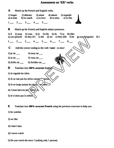 'ER' verbs, Studio 2 Rouge, Module 1, Unit 1, La Télé, p. 9 | Teaching ...