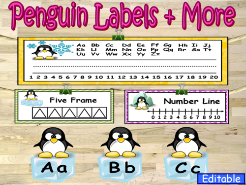 Penguin Theme Labels and More Classroom Decor | Teaching Resources
