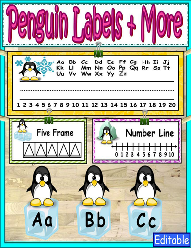 Penguin Theme Labels and More Classroom Decor | Teaching Resources