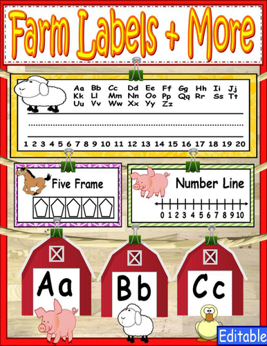 Farm Theme Labels and More Classroom Decor | Teaching Resources