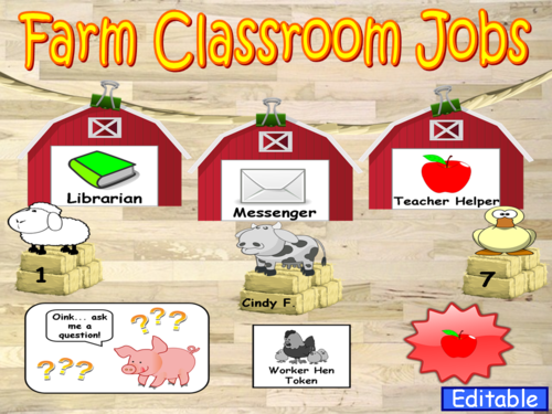 Farm Theme Classroom Jobs | Teaching Resources