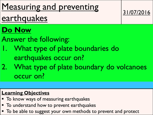 Earthquakes | Teaching Resources
