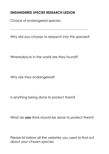Endangered Species | Teaching Resources