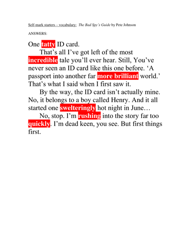 SPaG starters: Improving spelling & vocabulary, self-mark starters ...
