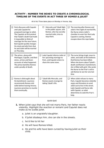 Romeo and Juliet: Act Three | Teaching Resources