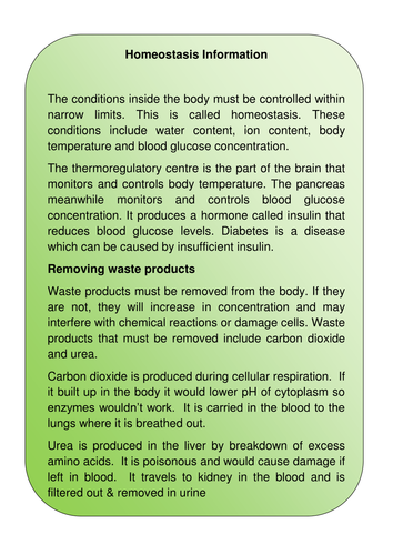 New GCSE AQA Biology Introduction to Homeostasis Lesson by ...