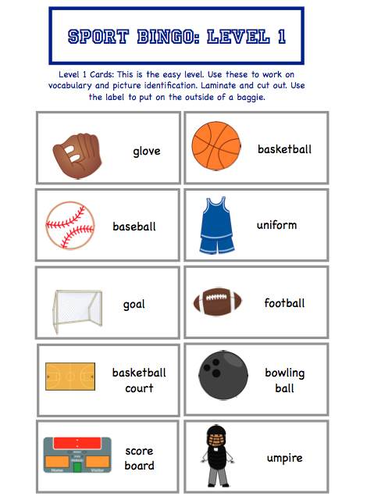 Sport Bingo | Teaching Resources