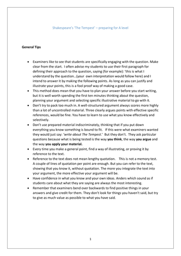 Ways to revise Shakespeare's The Tempest GCSE AQA Bundle of Resources ...