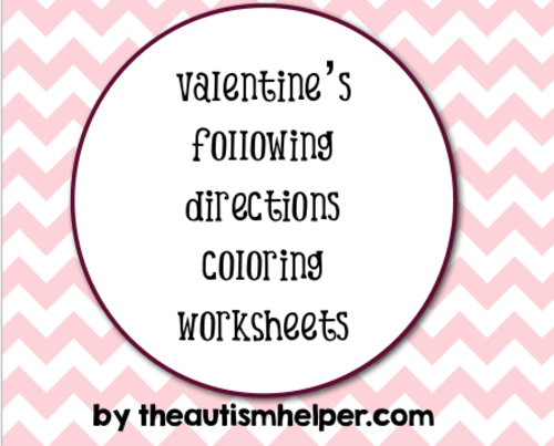 Valentine's Following Directions Coloring Worksheets | Teaching Resources