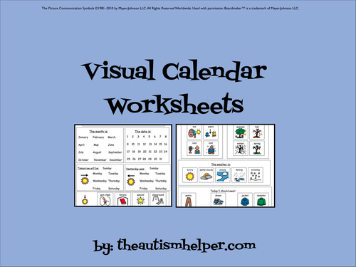 Visual Calendar Worksheets for Students with Autism or Special ...
