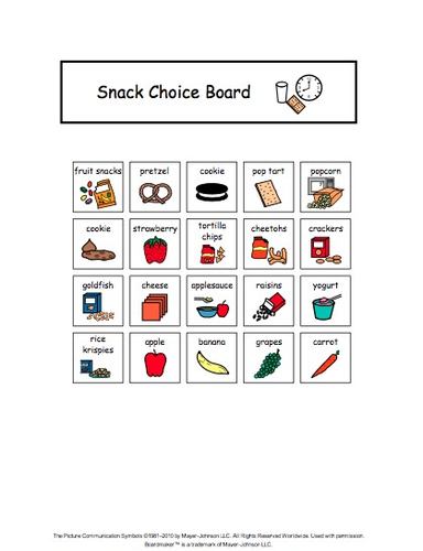 Visual Choice Board {Breakfast & Snack} | Teaching Resources