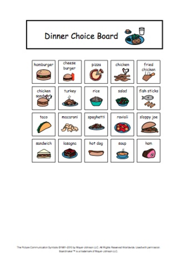 Visual Choice Board {Lunch & Dinner} | Teaching Resources