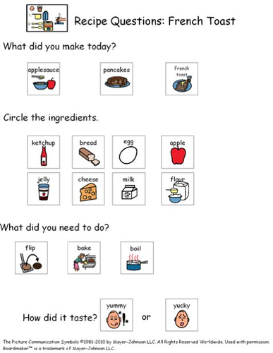 Visual Recipes for Children with Autism: French Toast and Caramel ...