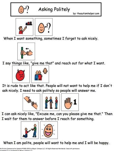 Visual Social Story Packet for Children with Autism: Communication Set ...