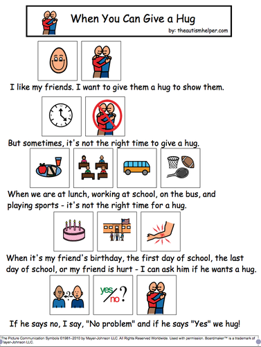 Visual Social Story Packet for Children with Autism: Personal Space Set ...