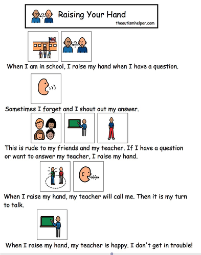 Visual Social Story Packet for Children with Autism: School Behaviors ...