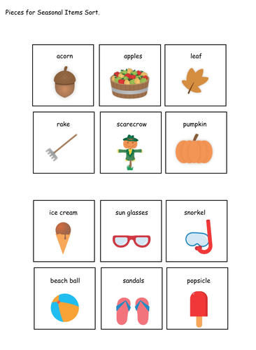 Weather & Season File Folder Activities | Teaching Resources