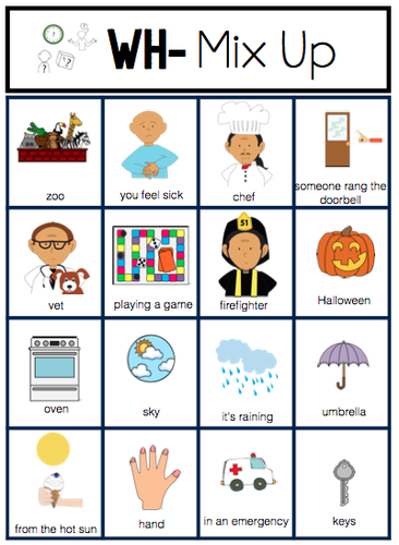Wh- Question Bingo | Teaching Resources
