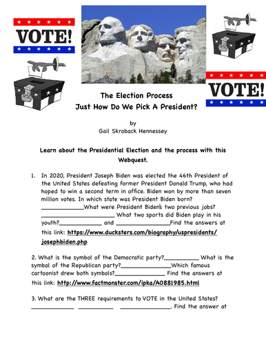 Election Process: A Webquest/Extension Activities | Teaching Resources