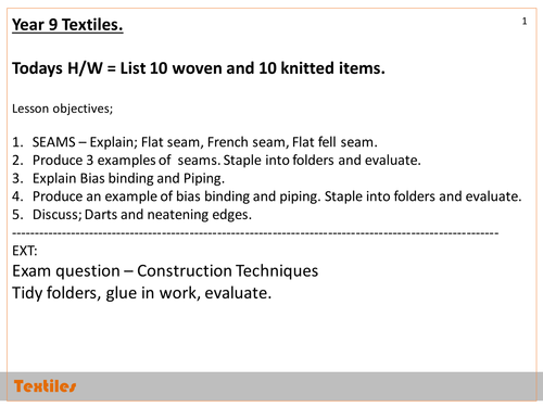 Year 9 (GCSE Textiles) Fabric Manipulation | Teaching Resources