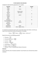 SI Units Table and Exercies (Système Internationale ) | Teaching Resources