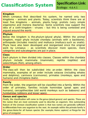 A Level Biology Biology Classification Systems Lesson & Activities ...