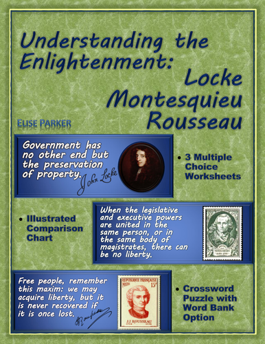 Enlightenment Worksheets and Puzzle: Locke, Montesquieu, Rousseau ...
