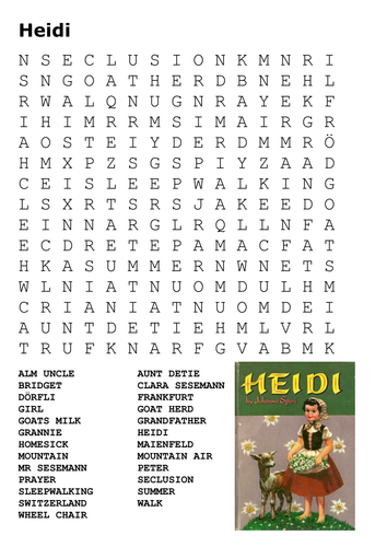 Heidi Word Search | Teaching Resources