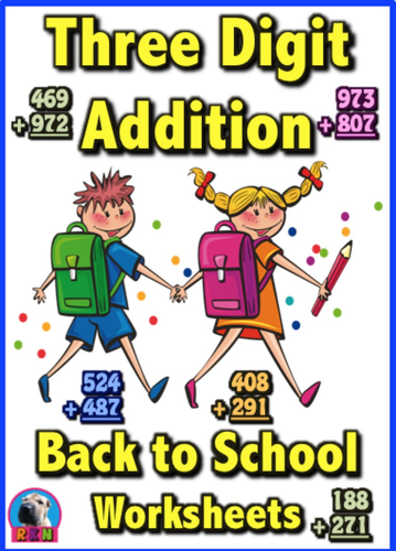 Three Digit Addition & Subtraction - Back To School Themed Worksheet ...