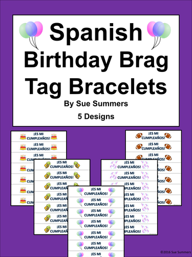 Spanish Birthday Brag Tag Bracelets 5 Designs - Mi Cumpleaños ...
