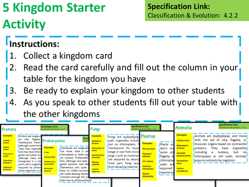 A Level Biology 5 Kingdoms Lesson & Activities | Teaching Resources