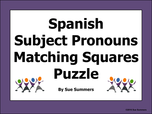 Spanish Subject Pronouns Matching Squares Puzzle - Pronombres ...