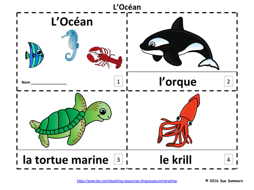 French Ocean Marine Life 2 Emergent Reader Booklets - L'Océan ...