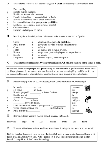 ¿Qué haces en clase? What do you do in class? by wylamuk - UK Teaching ...