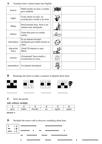 ¿Qué haces en clase? What do you do in class? by wylamuk - Teaching ...